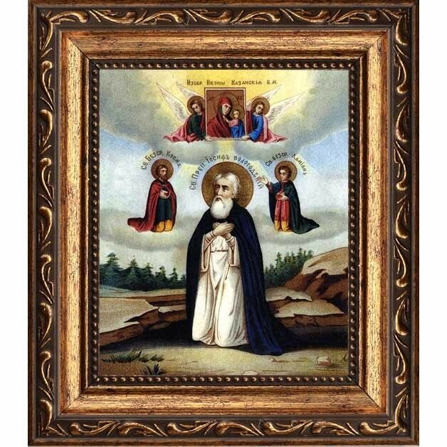 Иосиф Заоникиевский (Вологодский) преподобный, Христа ради юродивый. Икона на холсте. (10 х 12 см / В раме)