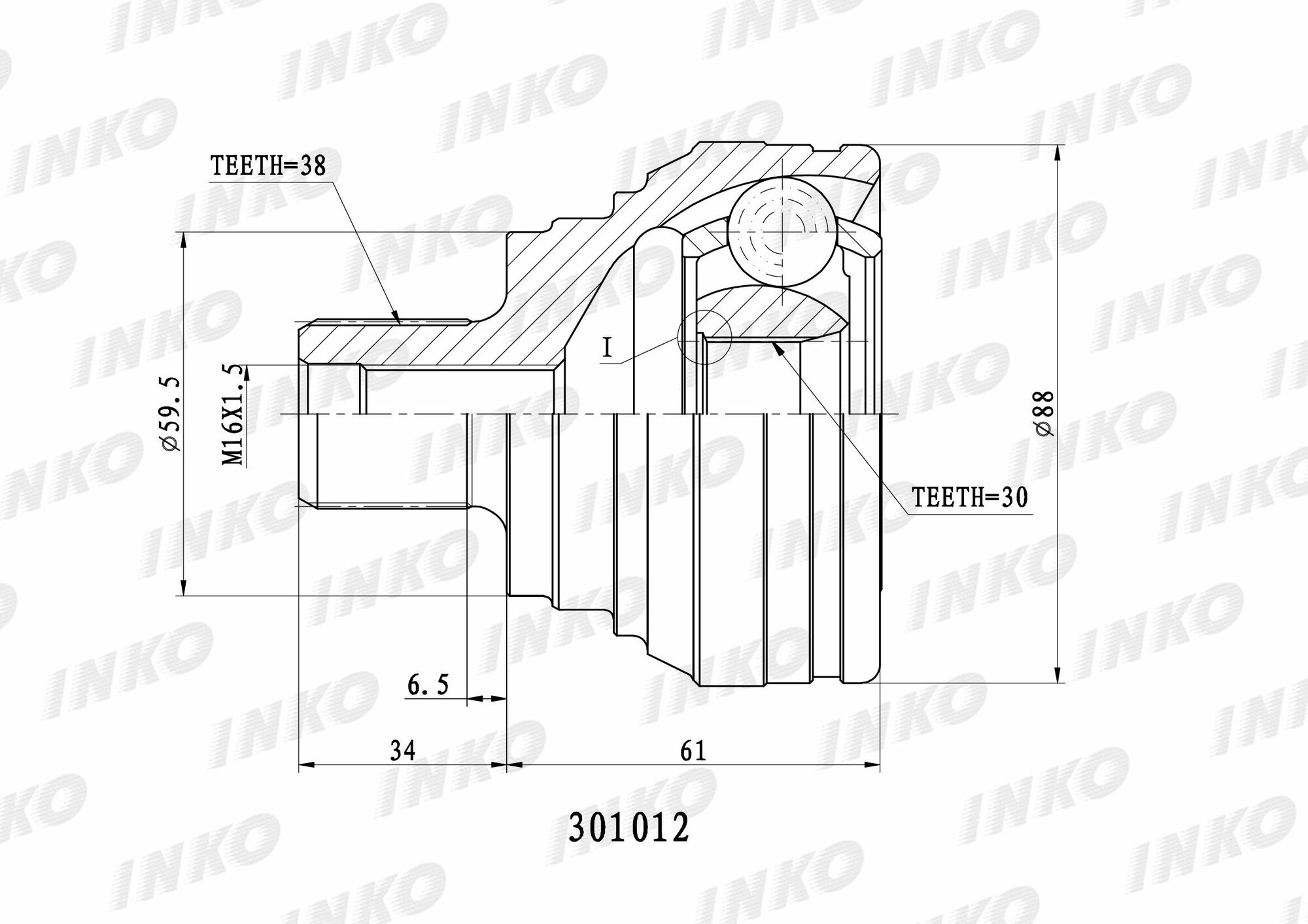 ШРУС внешний 38 30 перед INKO 301012