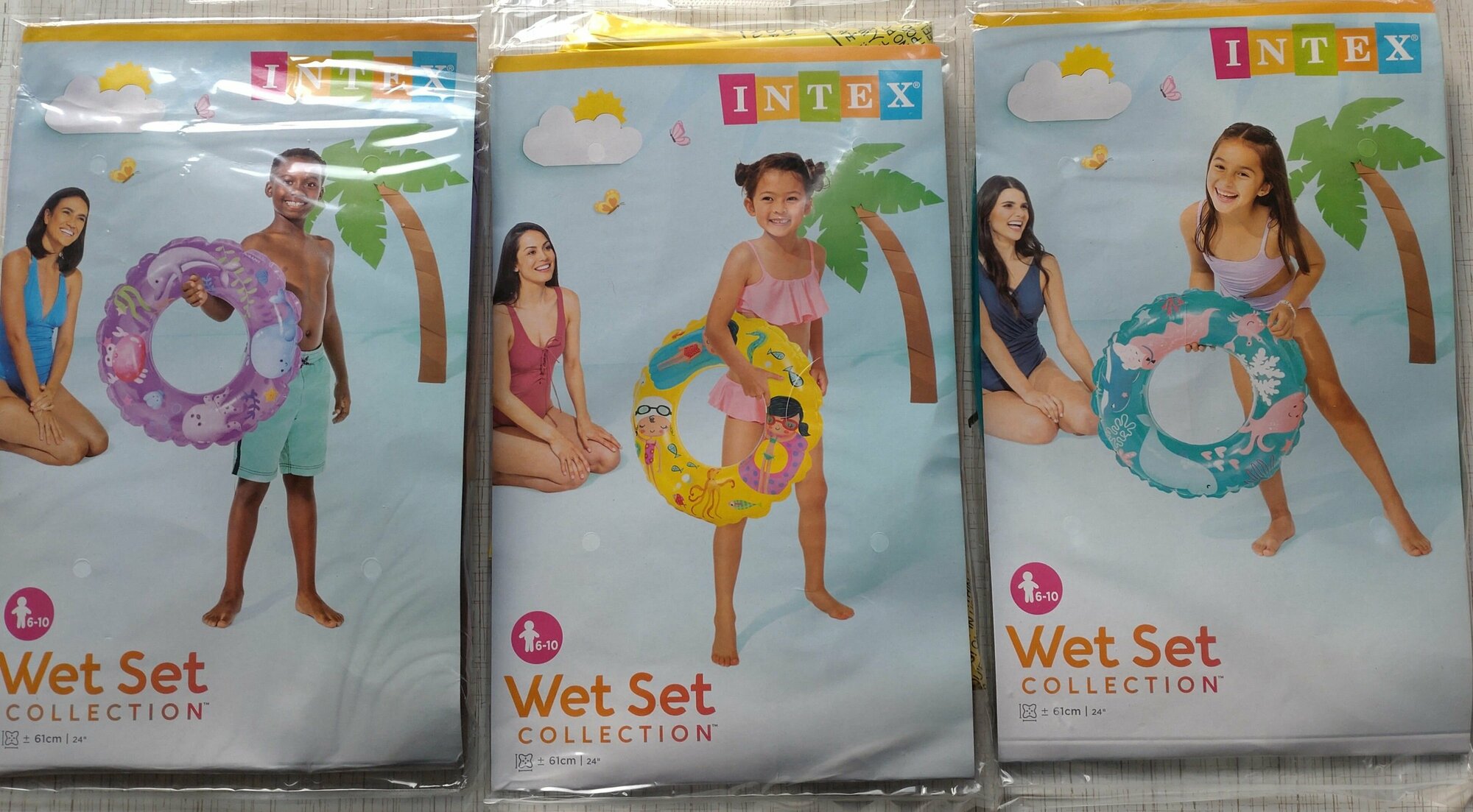 3-и шт. Комплект. Детский надувной круг для плавания Lively 61 см, Intex 59242. Новинка 2024.