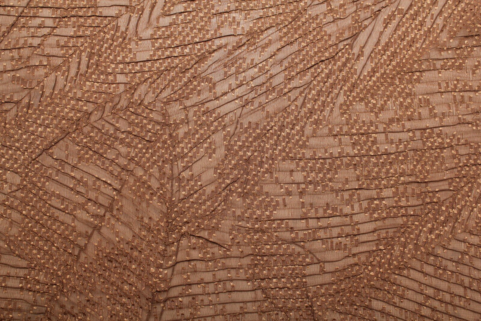 Ткань Шифон-жаккард-плиссе охристо-горчичный, ш136см, 0,5 м