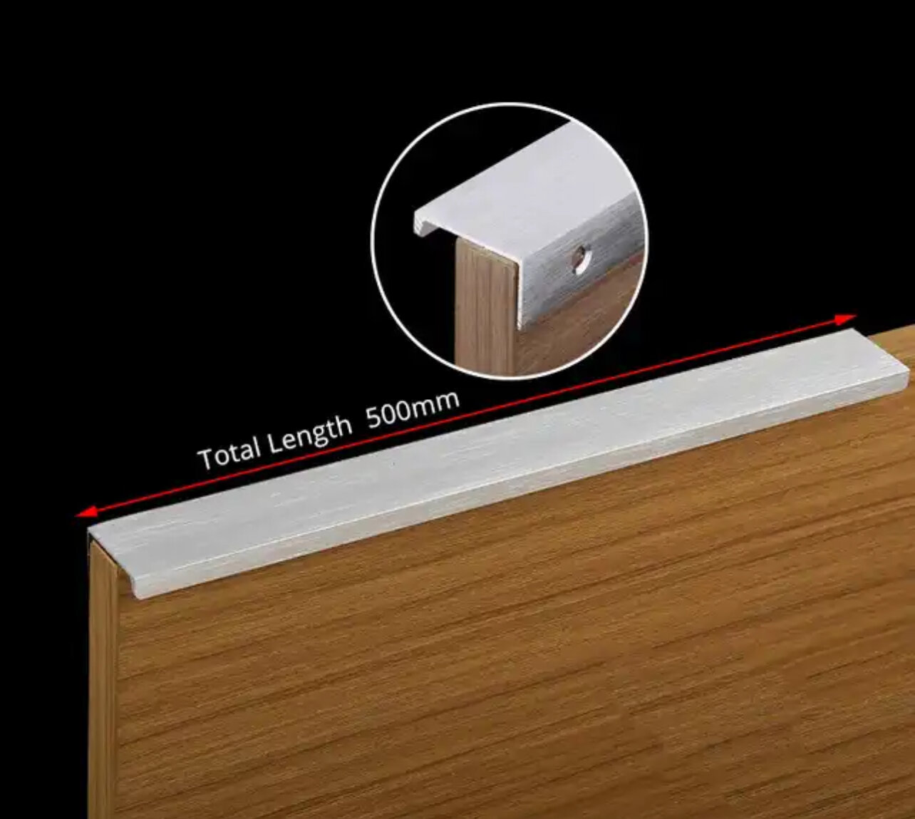 500 мм Скрытая ручка для шкафов и ящиков/ Серебрянный цвет