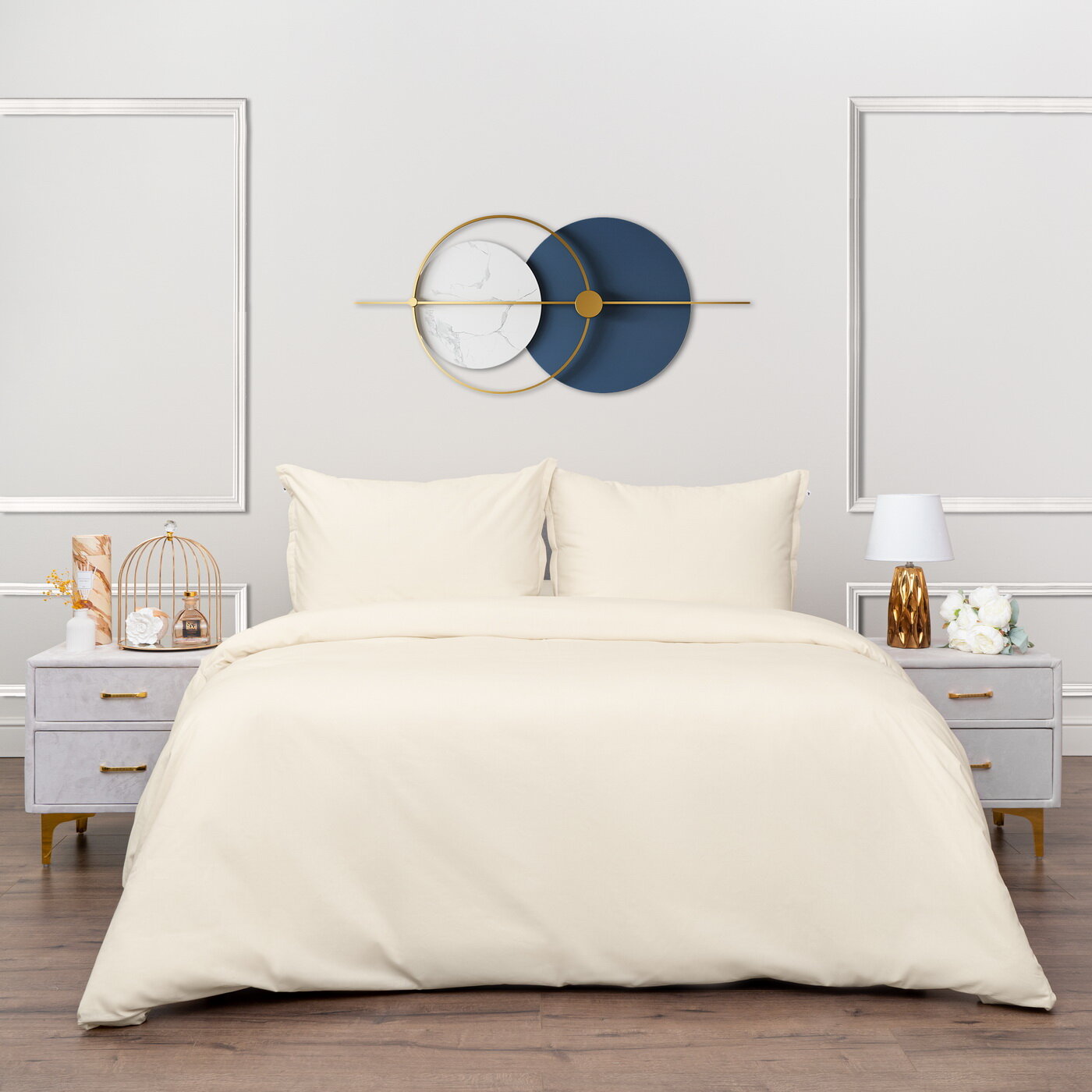 Постельное бельё Siberia Home Sofi de MarkO, ранфорс, евро размер, хлопок 100%, кремовое