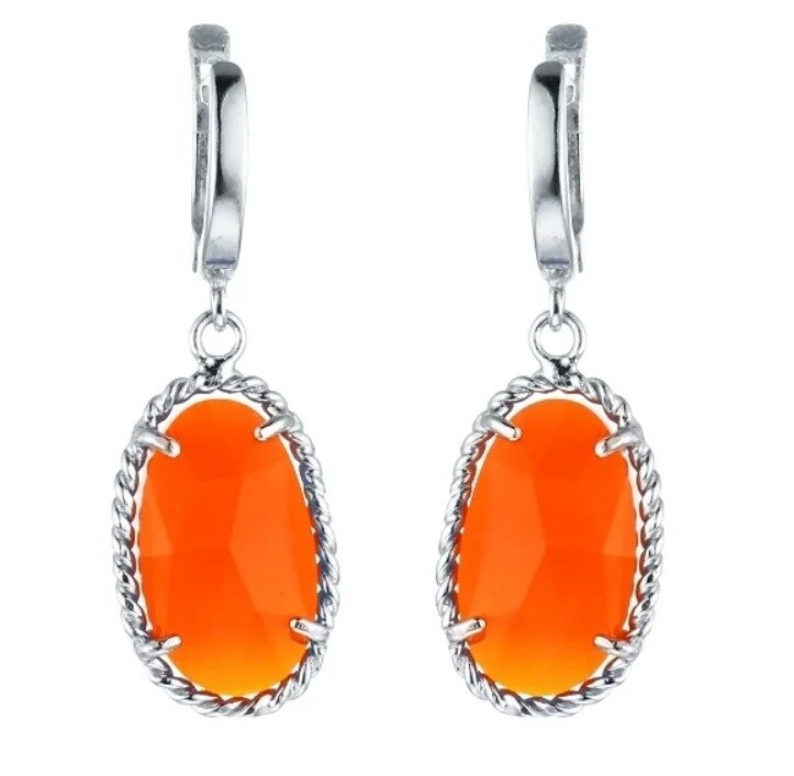 Серьги ЗлатаМира, серебро, 925 проба, стекло
