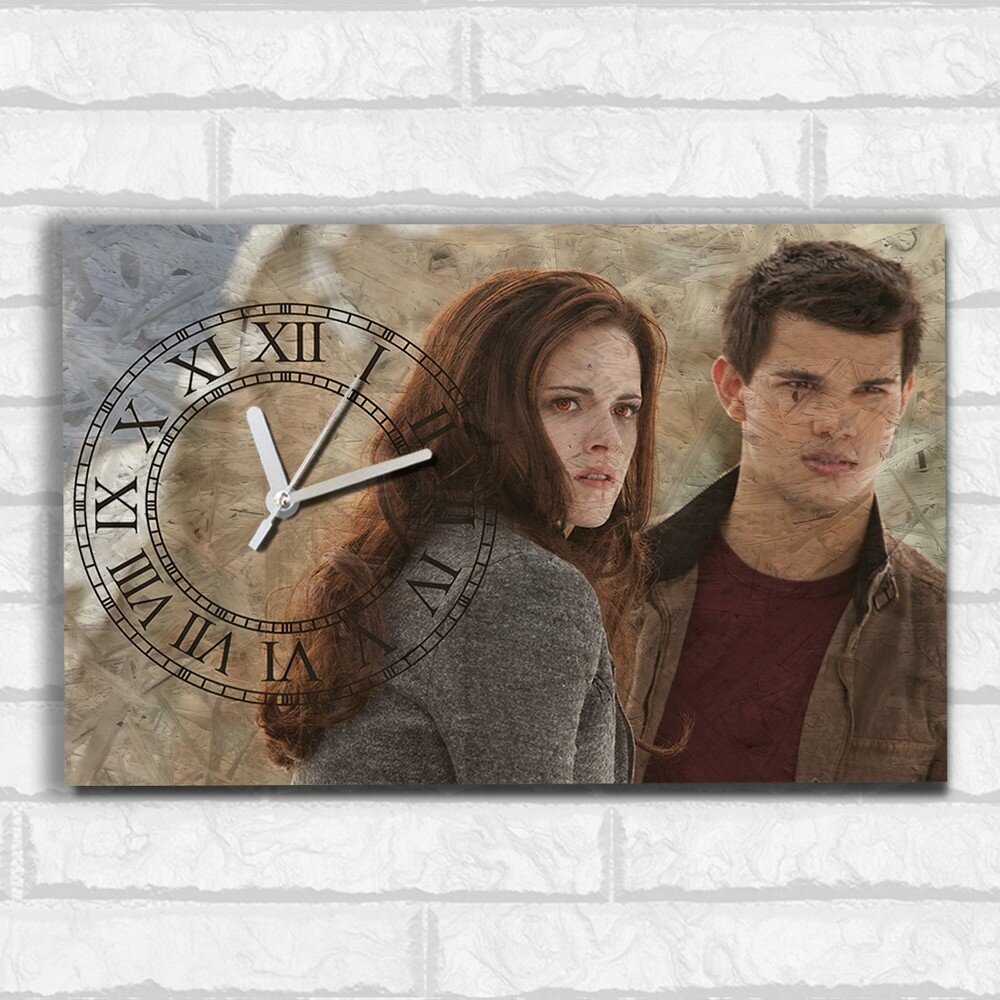 Настенные бесшумные часы ОСБ со смещенным циферблатом фильм сумерки (белла, эдвард, джейкоб, каллены, twilight) - 2232
