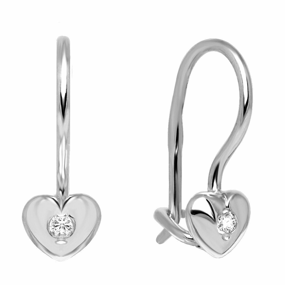 Серьги, серебро, 925 проба, родирование, фианит