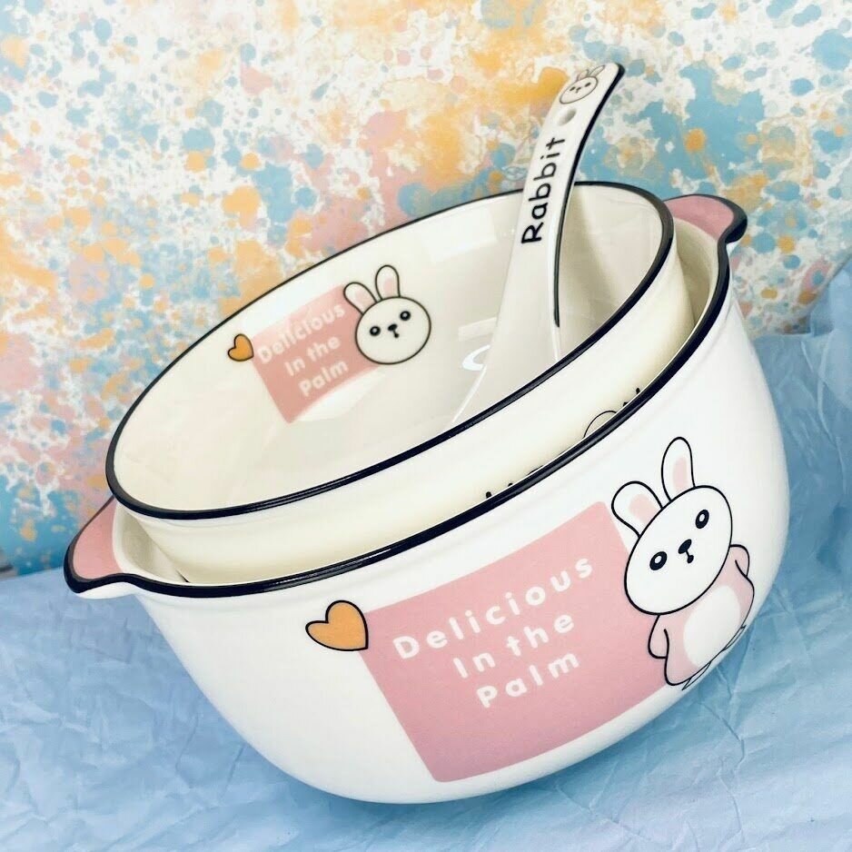 Набор 3 предмета Салатник Lenardi 850мл, салатник-крышка 470мл, ложка, фарфор