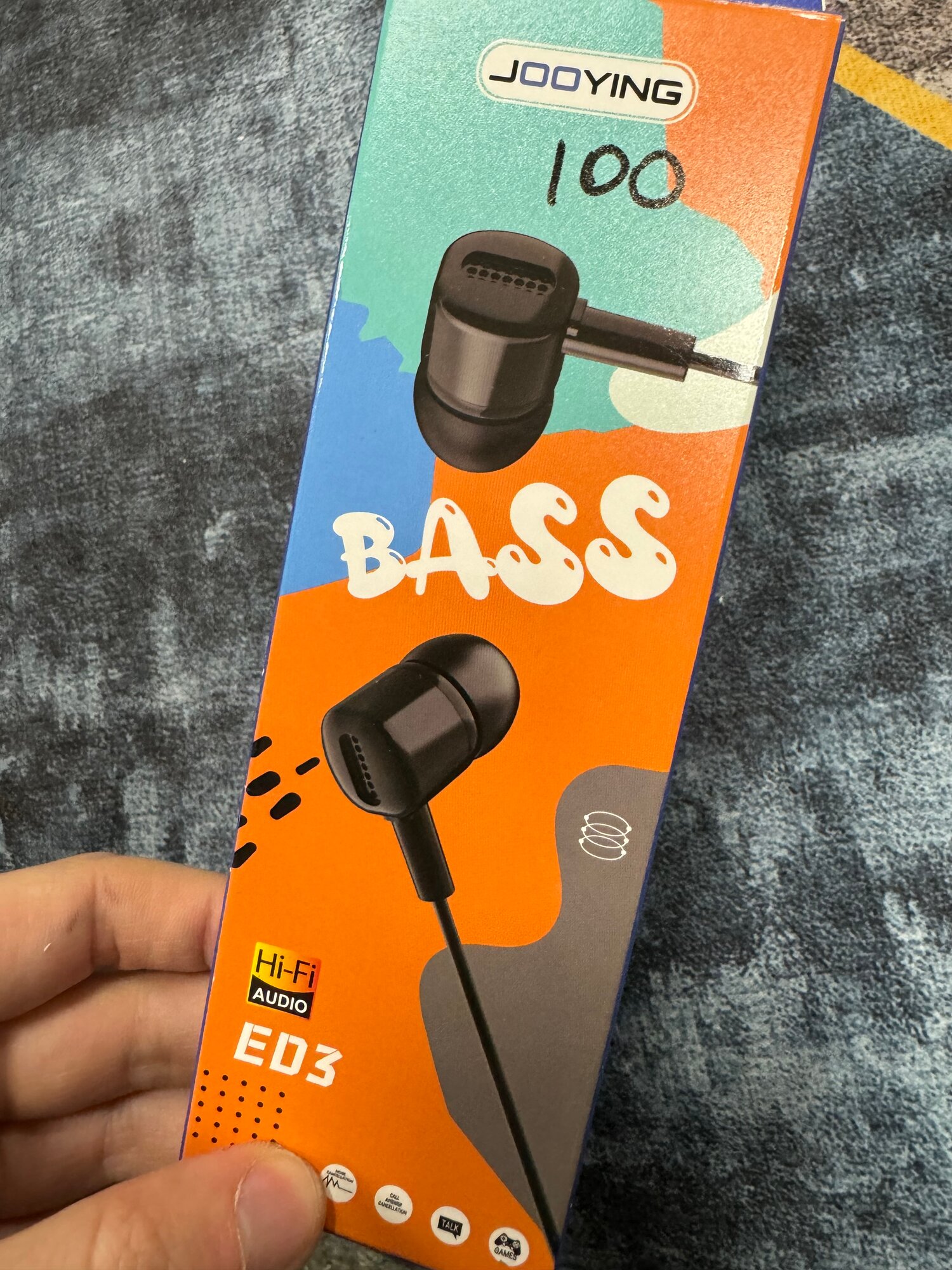 Проводные наушники капельки с микрофоном Jooying ED3 (98 Дцб / 130см / 32 Ом) разъем 3.5мм для старых телефонов