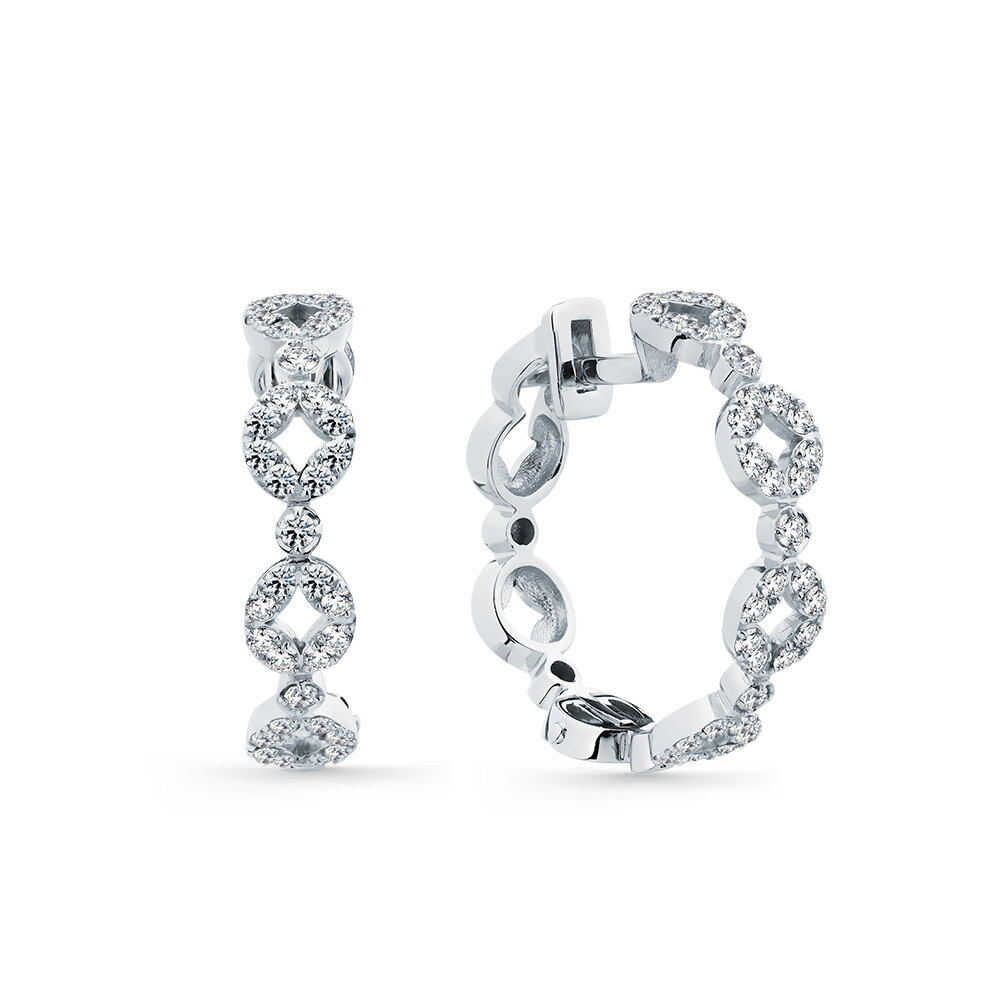 Серьги, белое золото, 585 проба, бриллиант