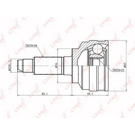 Ремкомплект шруса внешний для автомобиля Mazda Ford, LYNXAUTO CO-5105 (1 шт.)