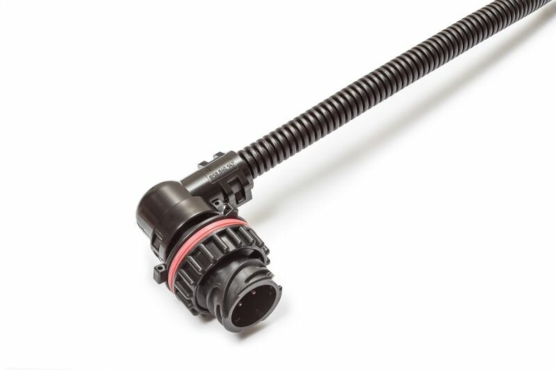 Разъем байонет для фар и фонарей Камаз МАЗ ЗИЛ ПАЗ Краз Урал Мерседес / 7-ми контактный, с угловым адаптером, с проводами в гофре / OEM 19674471