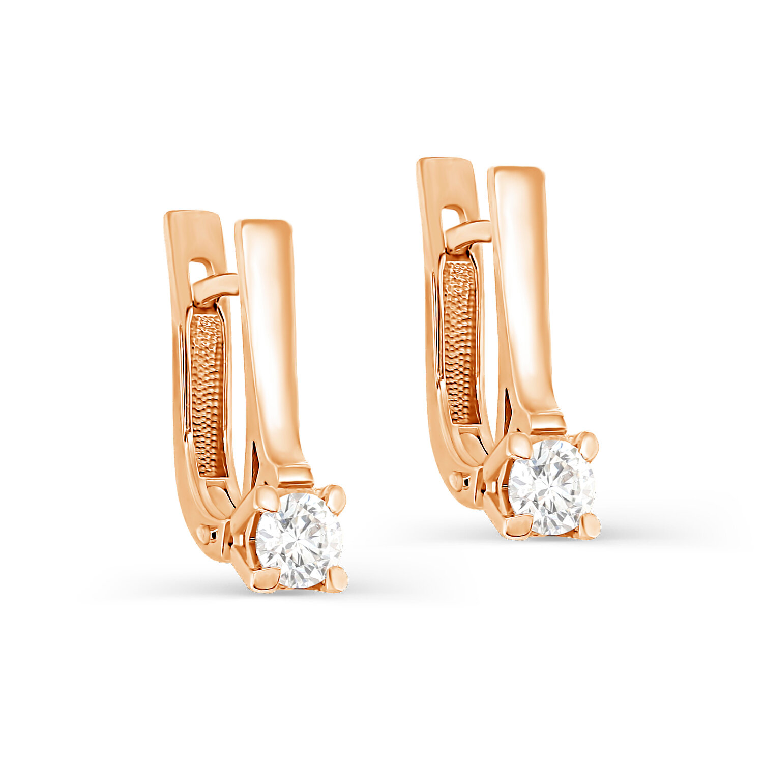 Серьги, красное золото, 585 проба, бриллиант