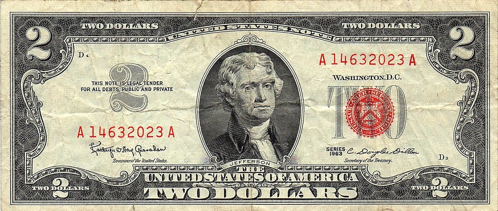 2 доллара 1963 год США 1463