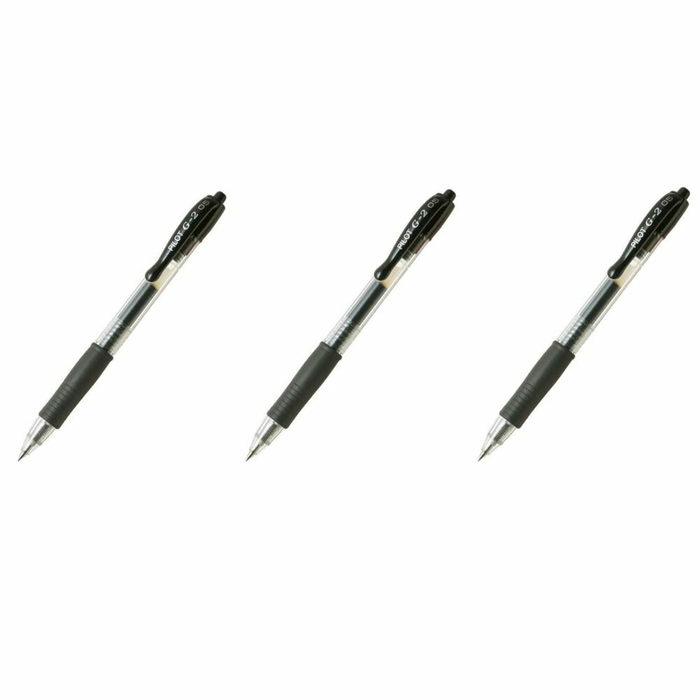 Pilot Ручка гелевая автоматическая, резиновая манжета, черная, 0,3 мм, 3 шт