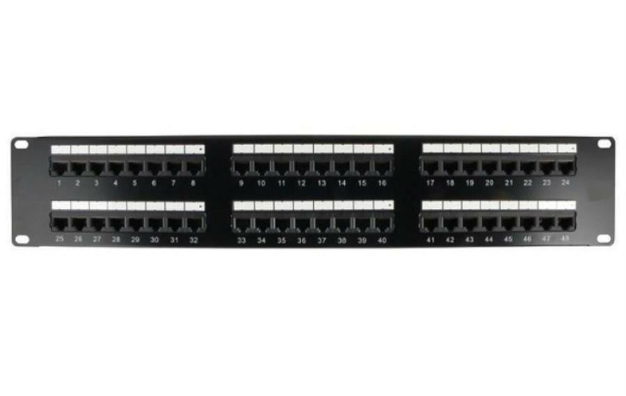 Патч-панель UTP, 19", 48 портов RJ45, cat.5е, 2U, Dual Type, "L"