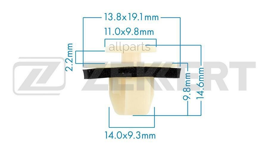 ZEKKERT BE-1527 Клипса крепёжная Hyundai (миним. кол-во заказа 10 шт)