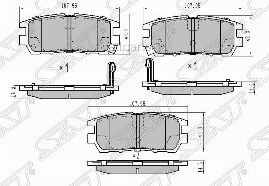 SAT ST-MR389571 Колодки тормозные (Сзади) Mitsubishi Delica 94-07 / Pajero 91-00