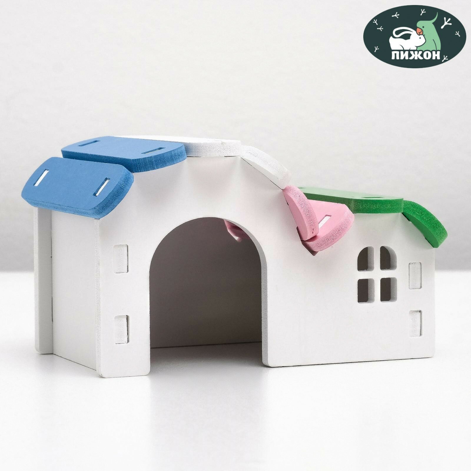 Домик Пижон для грызунов, дерево, разноцветный, 8,5 x 9,5 x 13,5, 1 шт