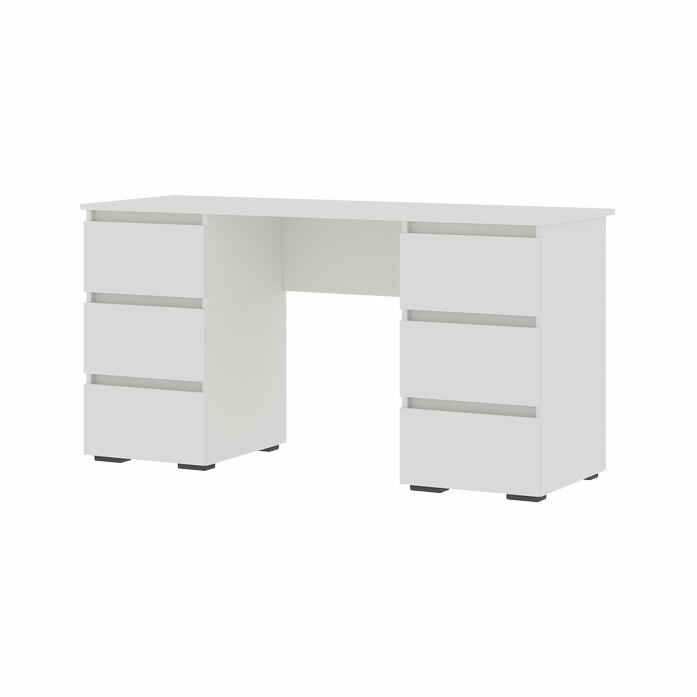 Письменный стол с ящиками, ЛДСП, цвет- белый, размеры - 142*73*50 см