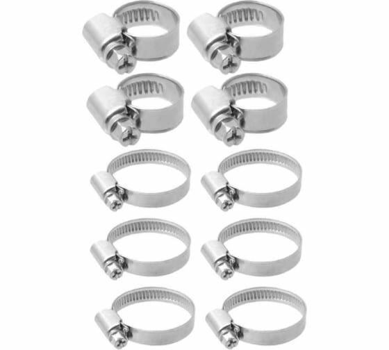 Набор обжимных хомутов MasterProf 5 размеров, 20 шт, нержавеющая сталь, 10-16 мм, 12-20 мм, 16-25 мм, 20-32 мм, 25-40 мм ИС.140912