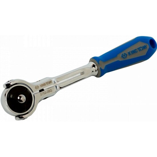 Трещотка King Tony 2752-06G, 1/4", 150мм, 72 зубца, дисковый механизм, поворотная голова с кнопкой