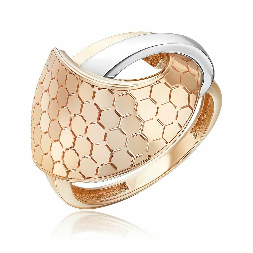 Кольцо, комбинированное золото, 585 проба, родирование