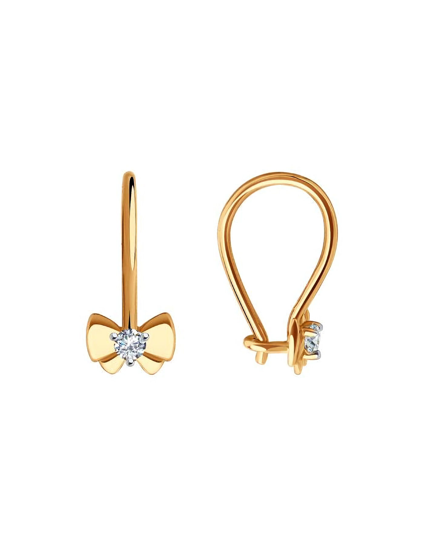 Серьги, красное золото, 585 проба, фианит