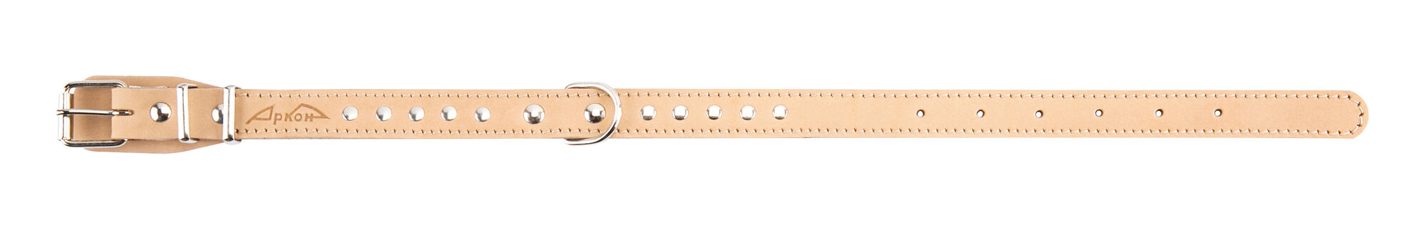 Ошейник Аркон кожаный однослойный натуральный для собак (32-44 см/20 мм)