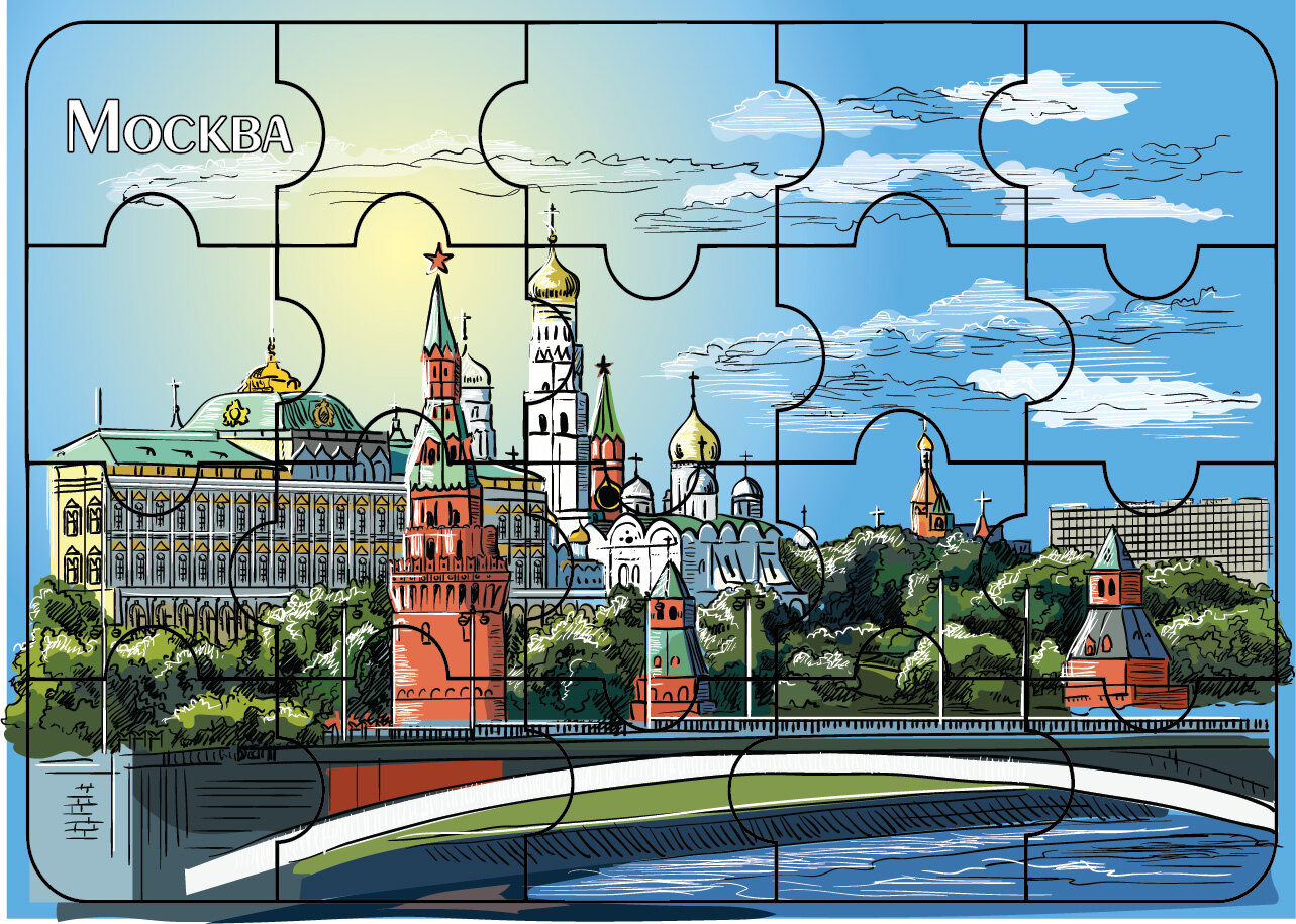 Пазл деревянный Москва. Большой Каменный мост 21х15 см