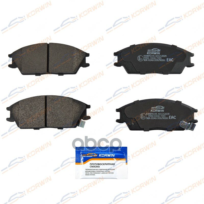 Колодки тормозные перед. Hyundai Accent I-II (+Tagaz) 94-/Getz (TB) 02- KORWIN арт. KWBP0195