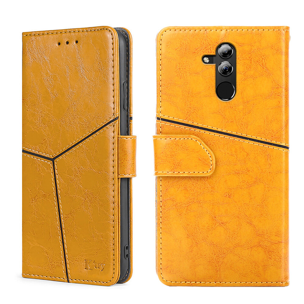 Чехол-книжка MyPads для Huawei Mate 20 Lite / Хуавей Мате 20 Лайт, объединяет геометрию (золотой желтый)