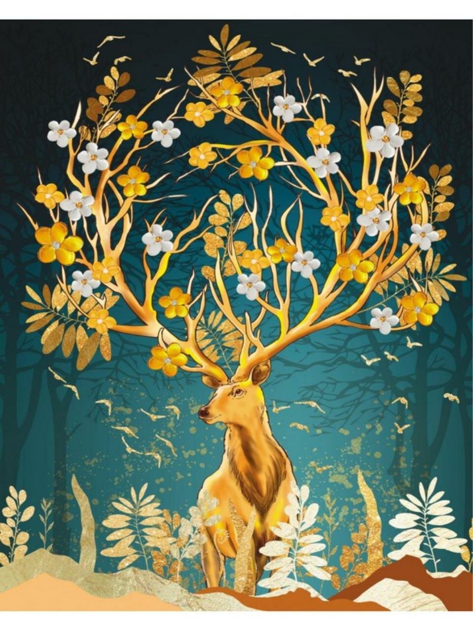 Картина по номерам Рыжий Кот "Золотой олень", акрил, 40x50 см