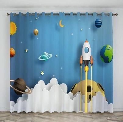 Фотошторы "3D", габардин, для детской, крепление лента, 300x260 см