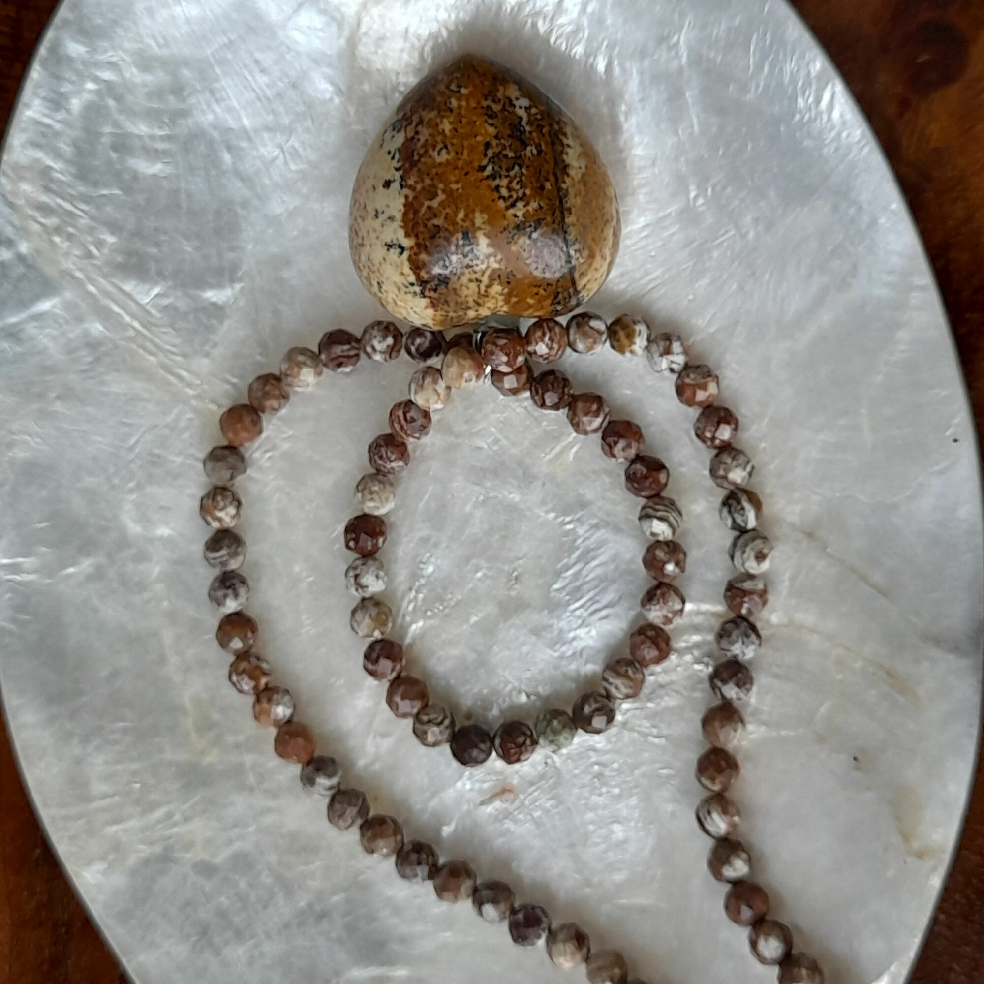 Чокер, металл, яшма