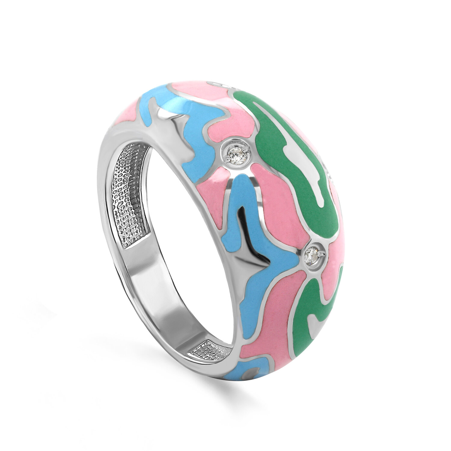 Кольцо тонкое, серебро, 925 проба, фианит