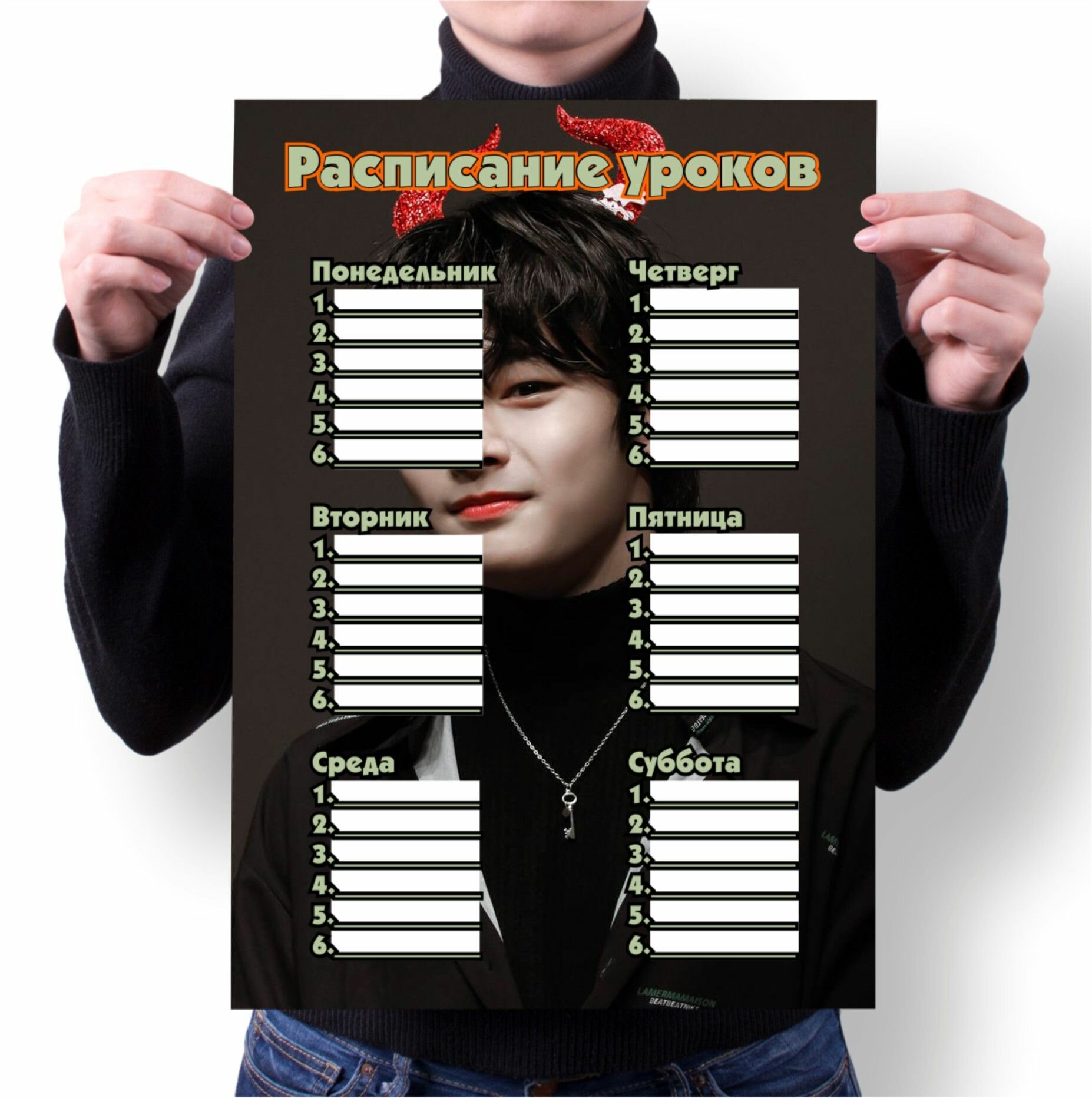Расписание уроков формата А3 с принтом "Stray Kids"