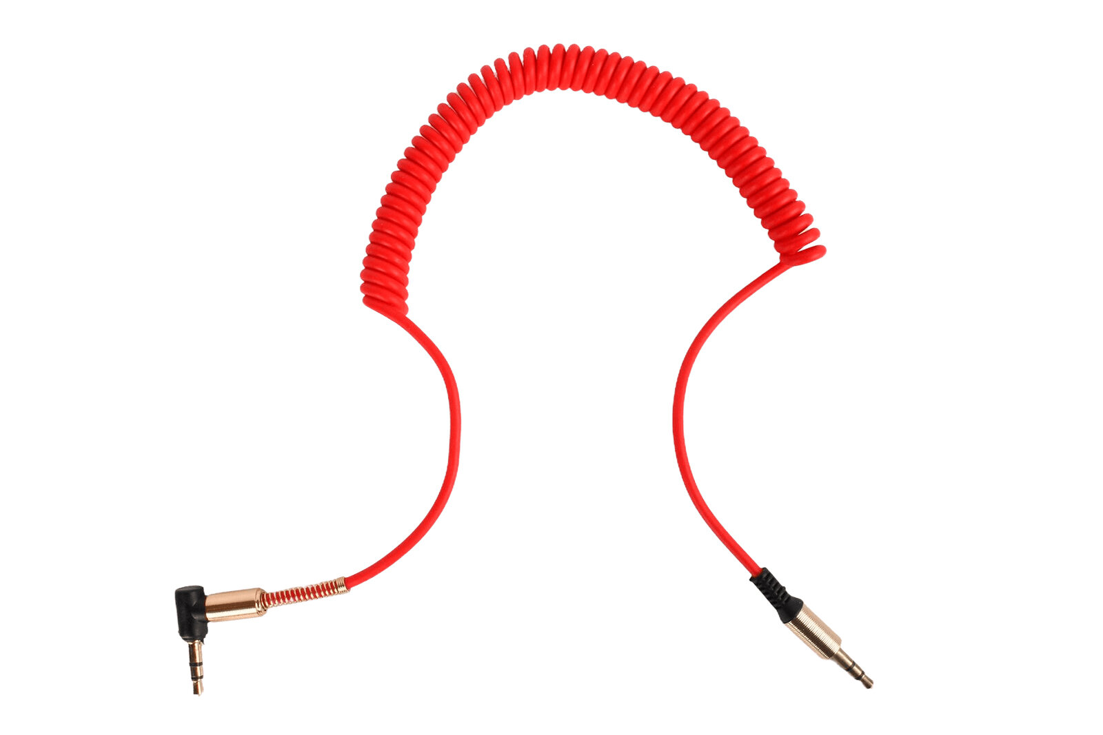 Кабель AUX 3.5мм витой угловой красный