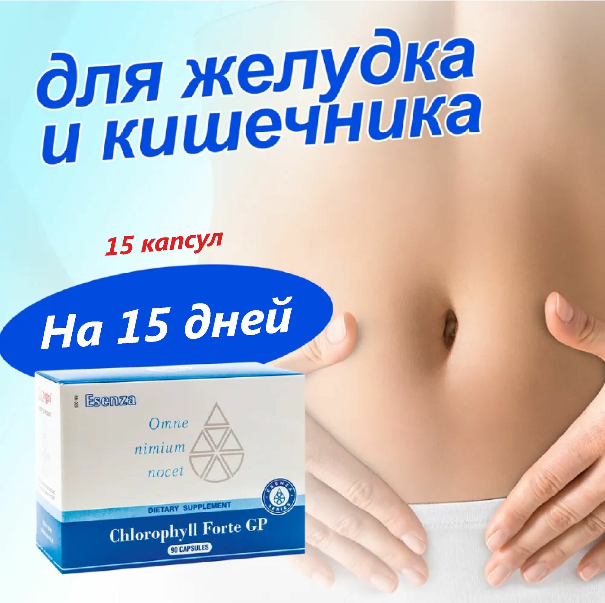 Хлорофилл Форте Santegra/ для защиты желудка и нормализации работы кишечника, жидкий в капсулах 50 мг 15 капсул/ Сантегра