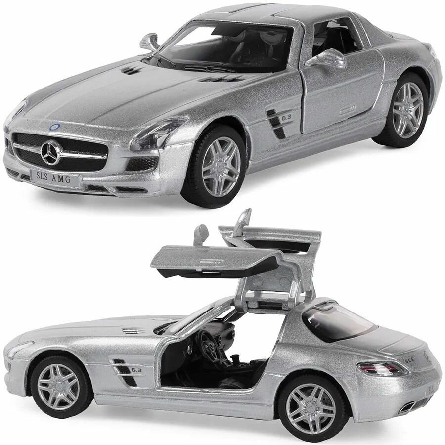 Kinsmart Модель автомобиля Mercedes-Benz SLS AMG цвет серебристый KT5349