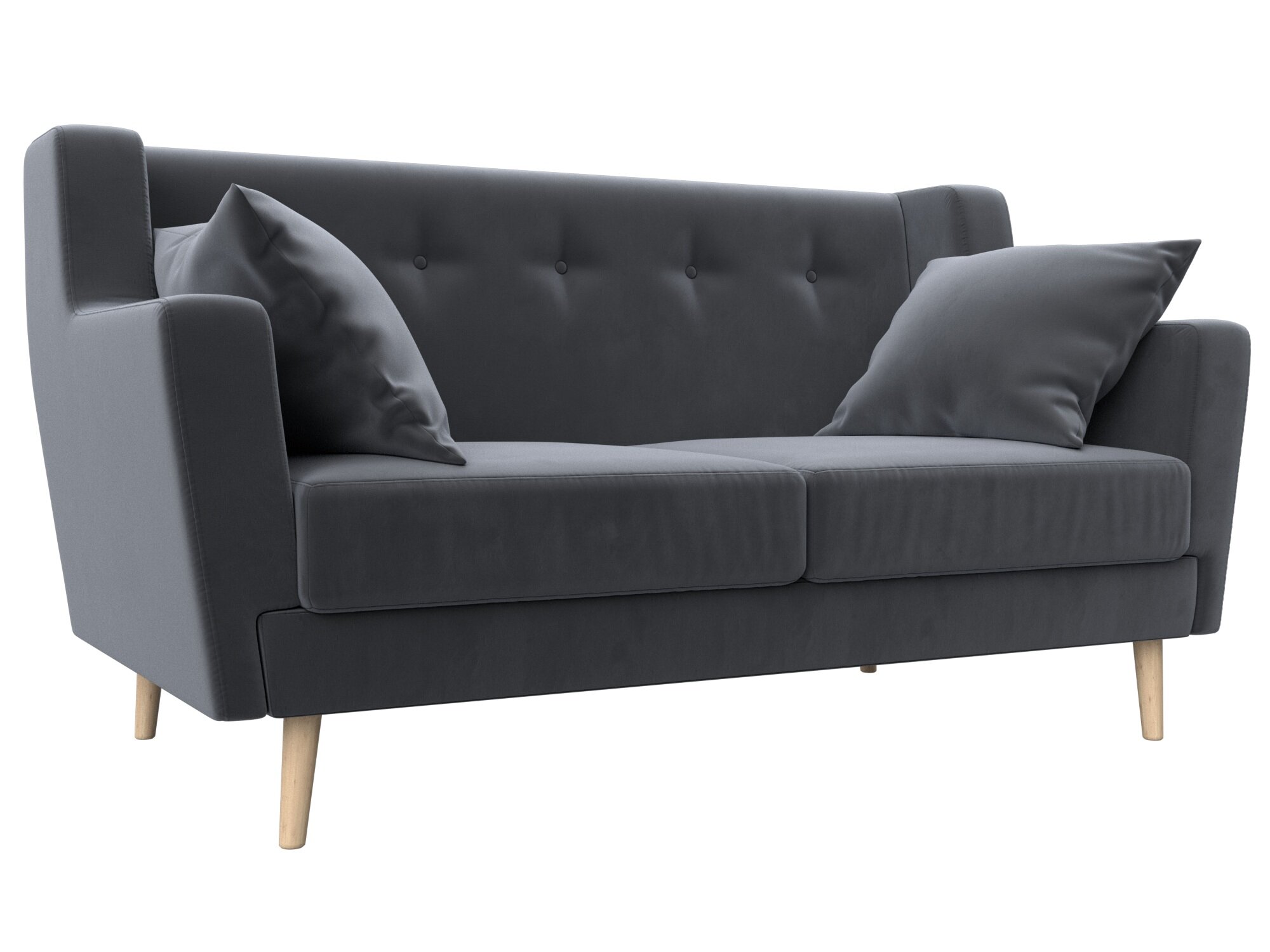 Диван кухонный прямой Брайтон 2, велюр, механизм нераскладной, серый, 139x77x85см. Хит Диванов