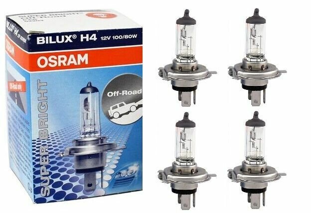 Автолампа H4 100/80W P43t-38, 12В OSRAM 62203 (4 шт.)