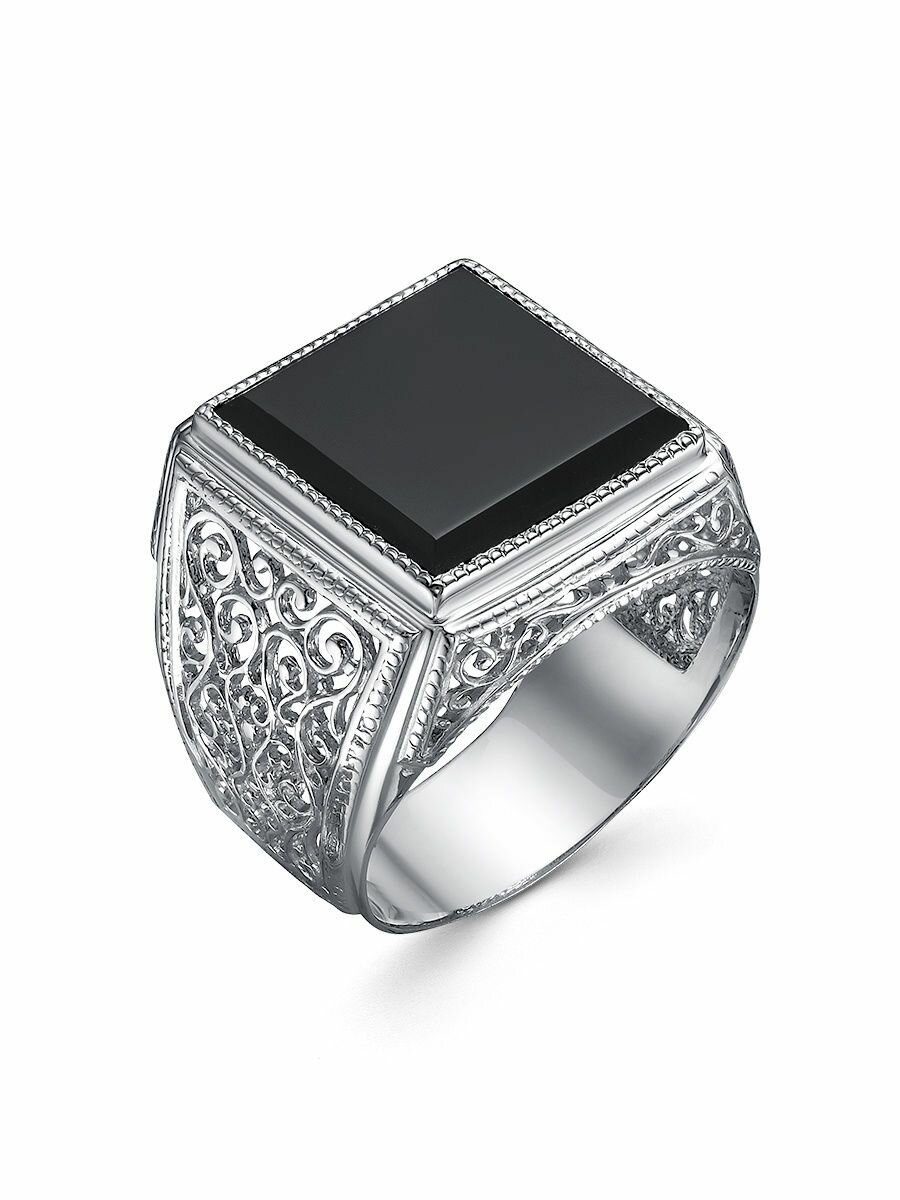 Печатка, серебро, 925 проба, родирование, агат