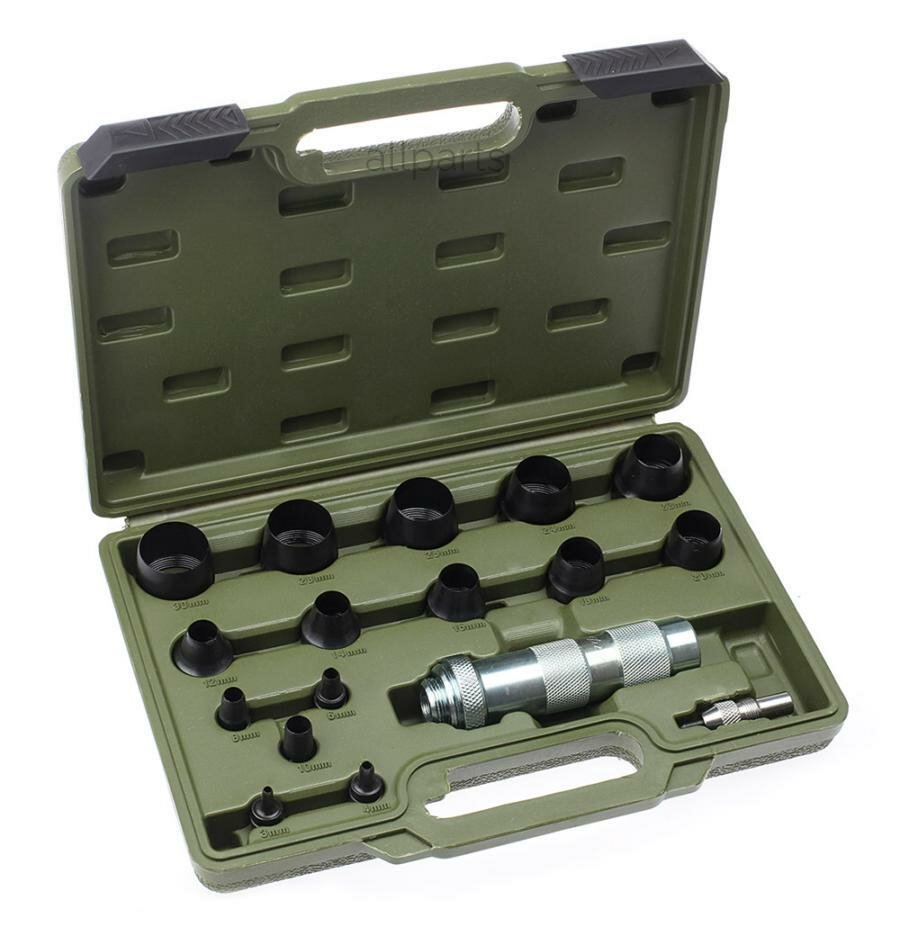 Дело техники 376518 Набор просечек со сменными насадками 18 предм. (3 4 6 8 10 12 14 16 18 20 22 24 26 28 30 мм) в кейс