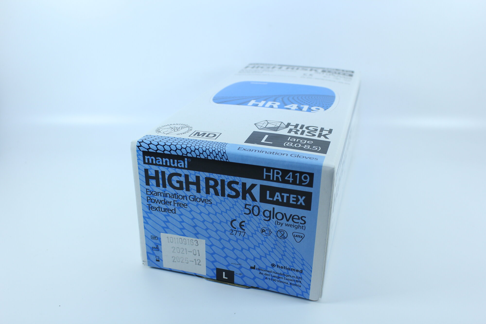 Перчатки латексные DERMAGRIP MANUAL HR 419 размер L 25 пар ( 50 штук)