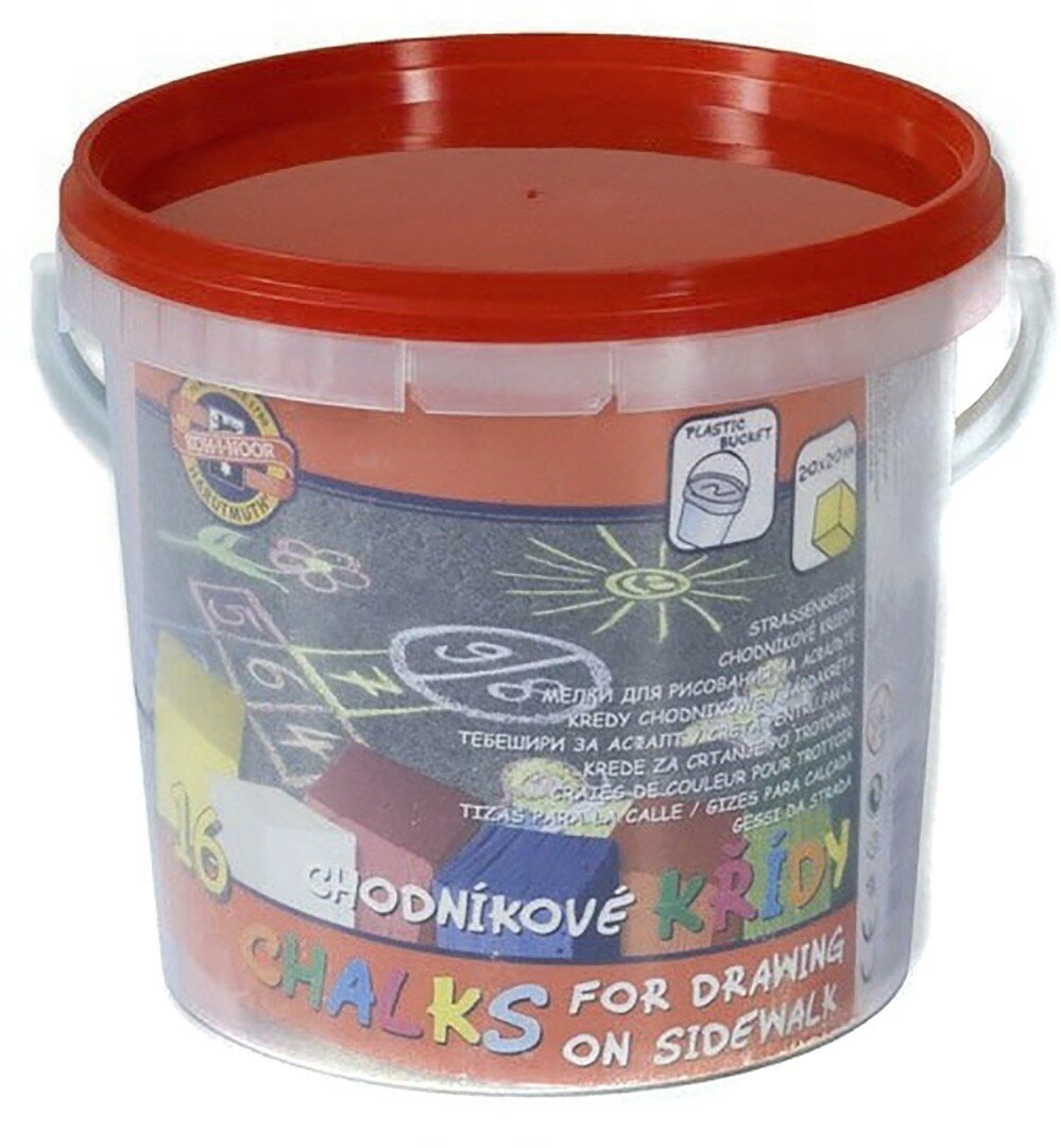 Мел школьный асфальтный прямоугольный, 16 штук, в ведре