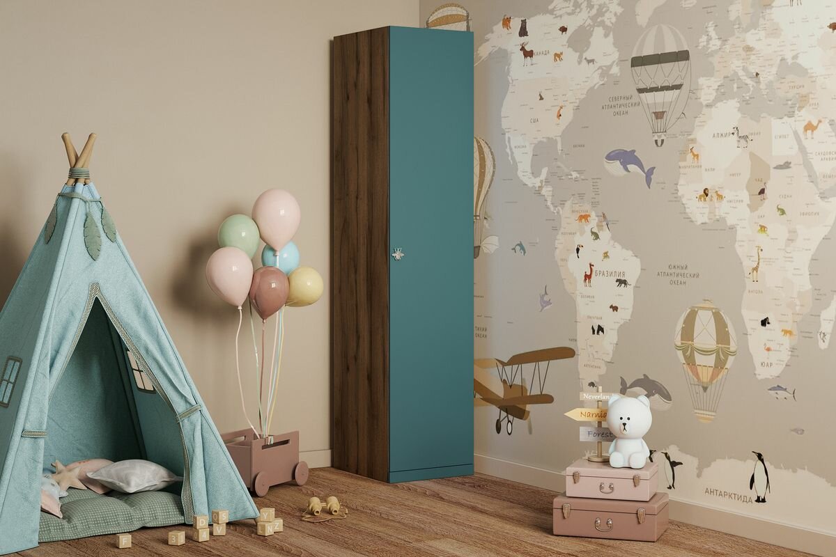 Шкаф распашной Скарабей-1 Аквамарин для одежды однодверный 45*210*52