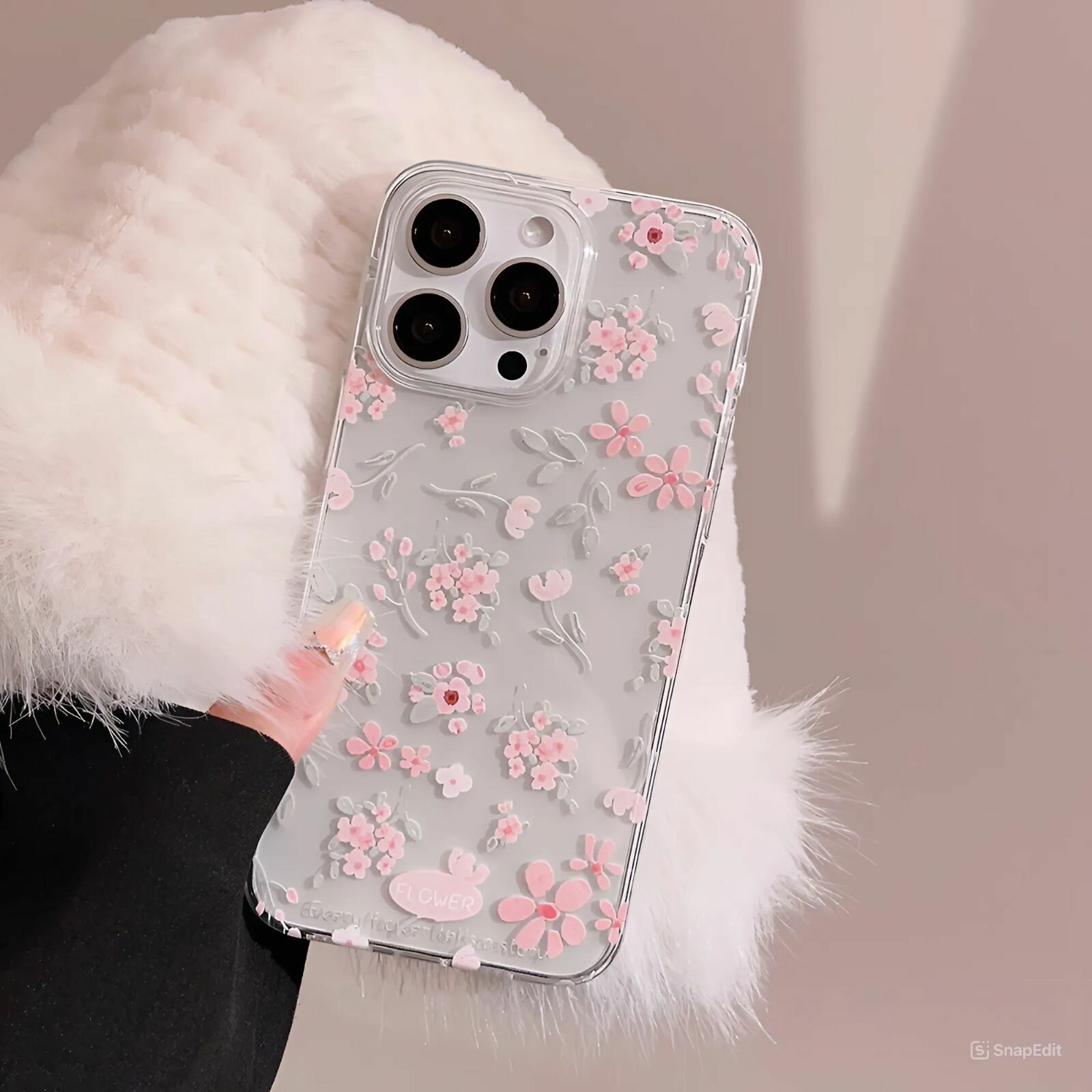 Premium чехол на айфон 12 прозрачный с рисунком (цветочки) / защитный чехол на iphone 12 (Apple) / Luxe-Guard