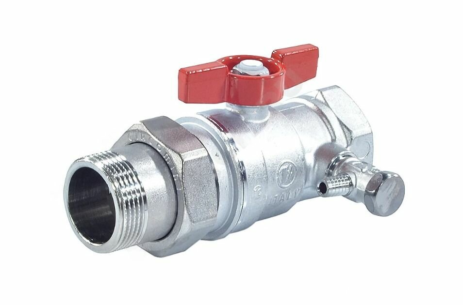 Кран шаровой латунь со спускником R259DS хром Ду 15 Ру42 ВР/"американка" 1/2" бабочка с отводом (полусгоном) Giacomini R259SX003