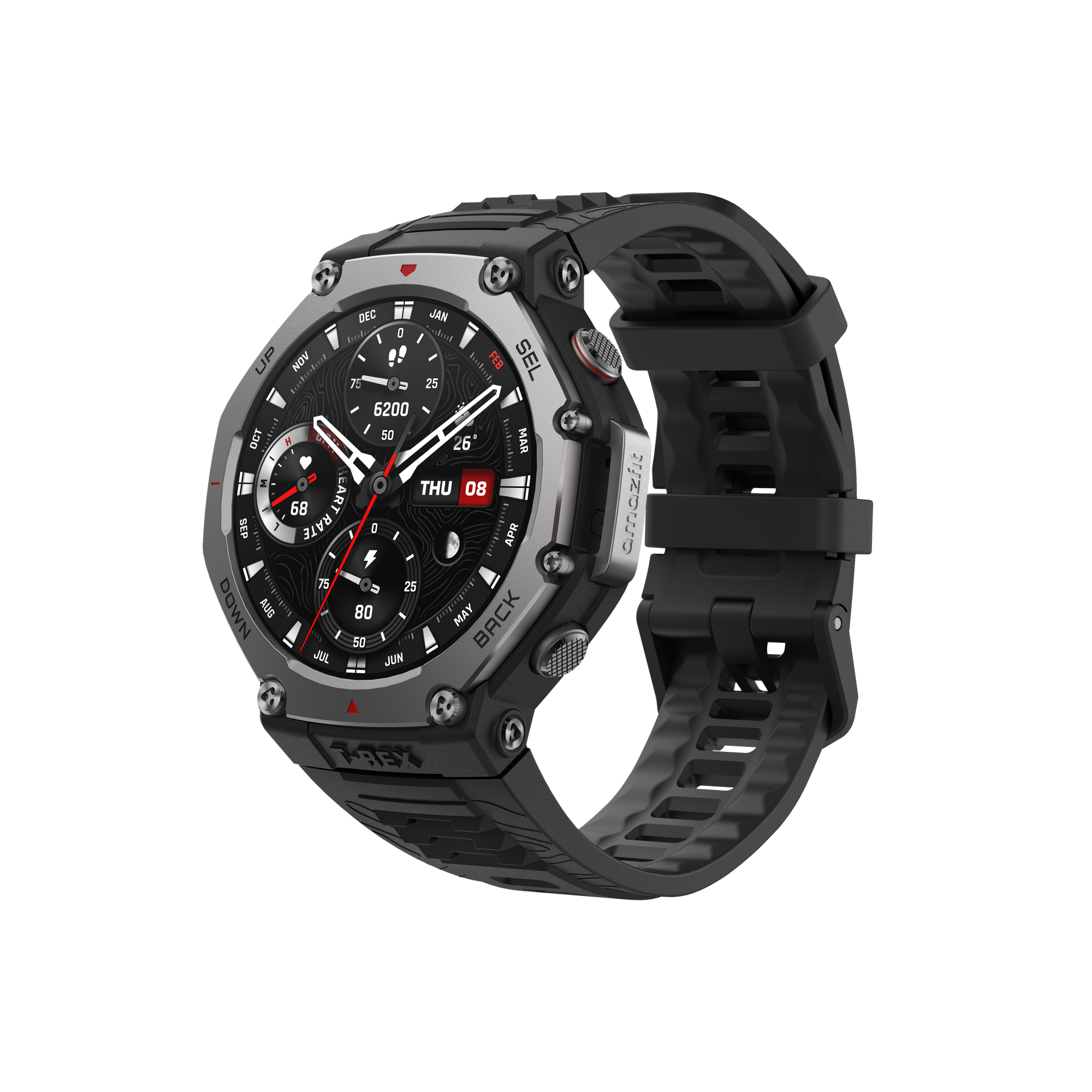 Смарт-часы Amazfit T-Rex 3 A2323, 1.5", AMOLED, влагозащита IP68, 10ATM, черные