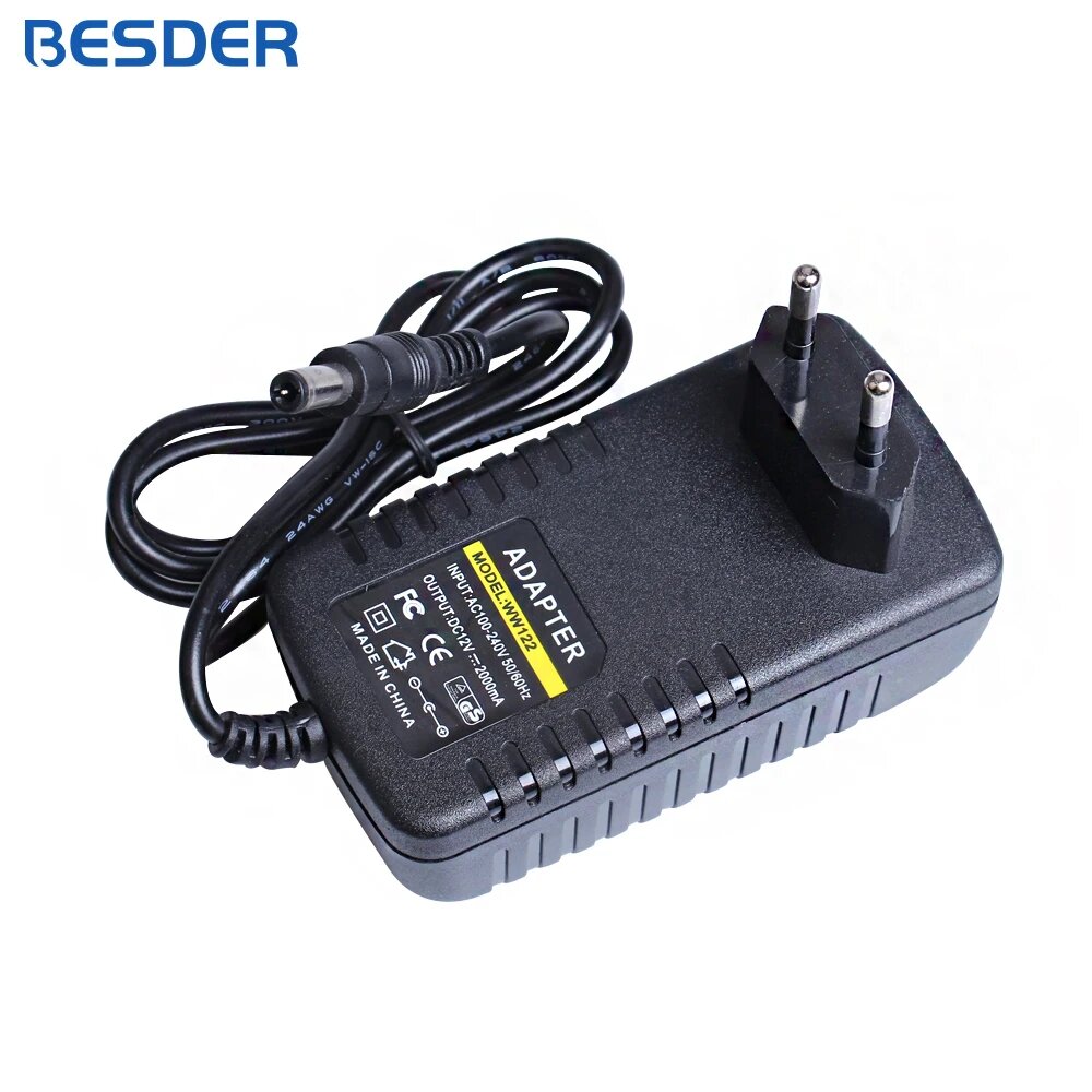 Адаптер питания для камеры видеонаблюдения, 100-240 В переменного тока в 12 В постоянного тока, 2 А