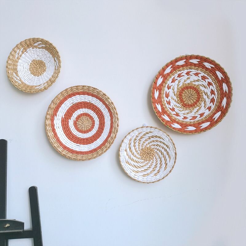 Соломенный, тканый вручную набор для декора стен